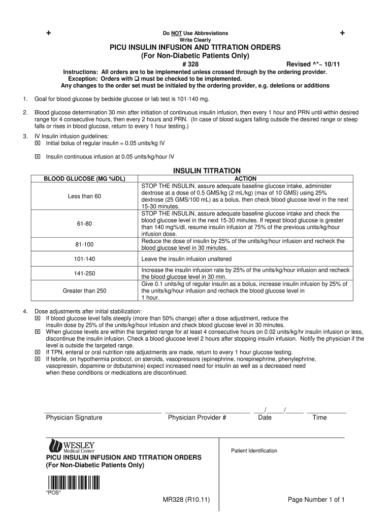 Fillable Online ihi INSULIN TITRATION BLOOD GLUCOSE MG lDL ACTION - ihi ...