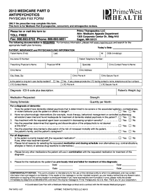 Fillable Online 2013 MEDICARE PART D ANTIPSYCHOTICS PHYSICIAN FAX FORM ...