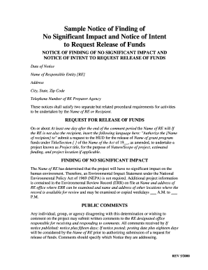 Fillable Online avcphousing Sample Notice of Finding of No Significant ...