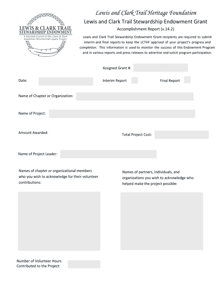 Fillable Online lewisandclark Accomplishment Report v14 - Lewis and ...