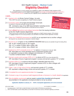 Fillable Online icc ICC Health Careers Medical Coder Eligibility ...