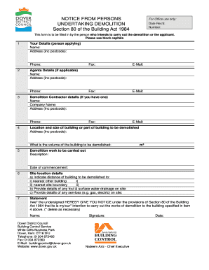 Fillable Online Notice from Persons Undertaking Demolition PDF Fax ...