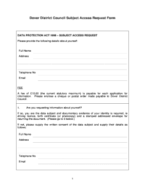 Fillable Online Access request form Word - Dover District Fax Email ...
