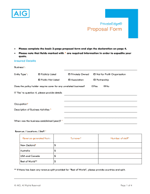 Fillable Online PrivateEdge Proposal Form - AIG Fax Email Print - pdfFiller