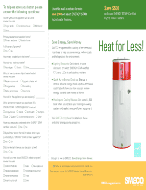 Fillable Online smeco Primary residence Vacation home Save Energy Save ...