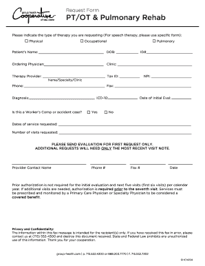 Fillable Online Request Form PTOT Pulmonary Rehab Fax Email Print ...