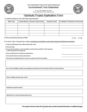 Fillable Online Hydraulic Project Application Form Fax Email Print ...