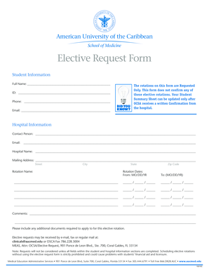 Fillable Online aucmed Elective Request Form - American University of ...