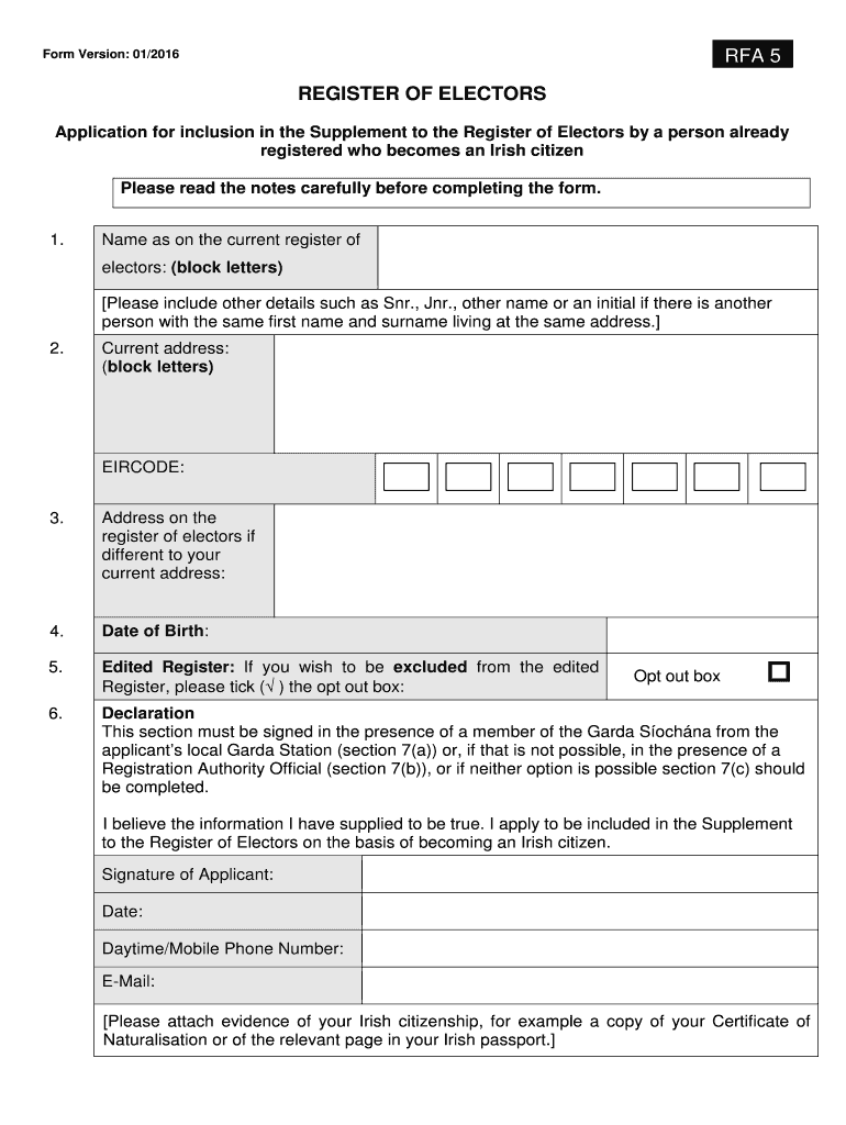 Fillable Online galway REGISTER OF ELECTORS - Galway - galway Fax Email ...