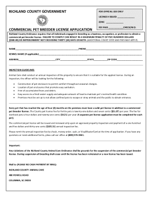 Fillable Online Commercial Pet Breeder License Application Fax Email ...