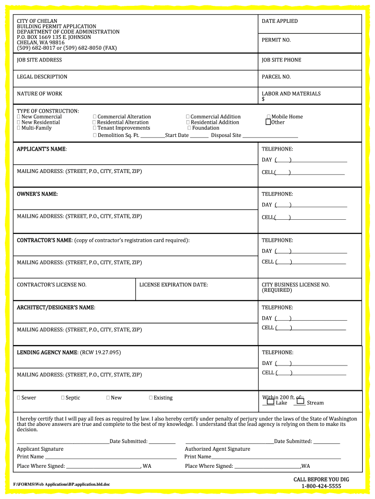 Fillable Online PO BOX 1669 135 E JOHNSON ST CHELAN WA 98816 509682 Fax Email Print - pdfFiller
