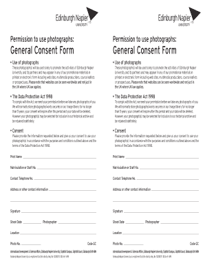Fillable Online staff napier ac Permission to use photographs General ...