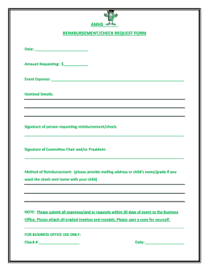 Fillable Online AMHS REIMBURSEMENTCHECK REQUEST FORM Fax Email Print ...