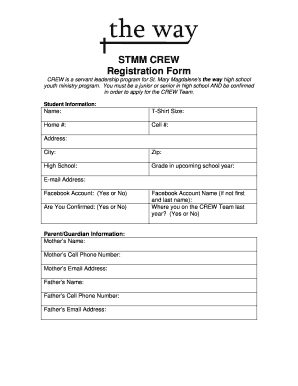 Fillable Online STMM CREW Registration Form Fax Email Print - pdfFiller