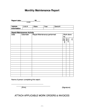 Fillable Online Monthly Maintenance Report - Manitoba Fax Email Print ...
