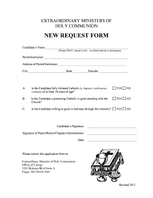 Fillable Online fargodiocese EMHC NEW REQUEST Formdoc Fax Email Print - pdfFiller
