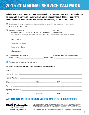 Fillable Online 14streety 2015 Communal serviCe Campaign - 14streetyorg ...