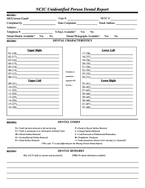 Fillable Online NCIC Unidentified Person Dental Report - bycdesorgb Fax ...