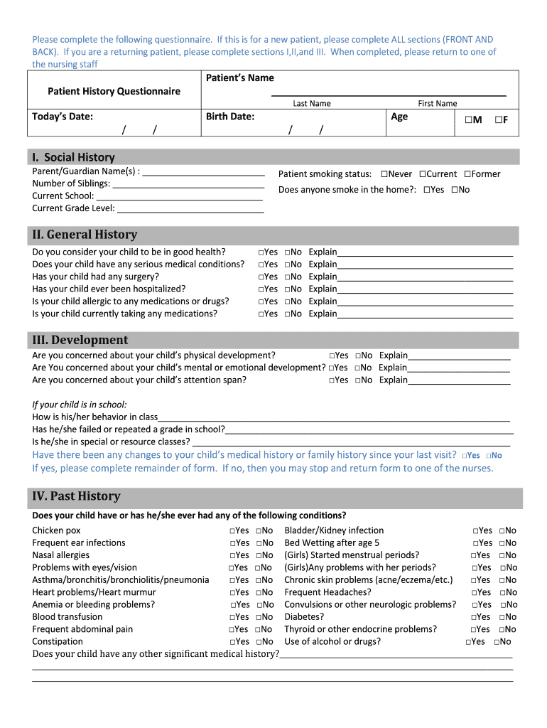 Fillable Online I Social History - Advocare Fax Email Print - pdfFiller