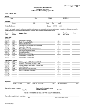 Fillable Online coe unt Check one MEd MS - UNTs College of Education Fax Email Print - pdfFiller