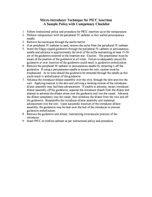 Fillable Online Micro-Introducer Technique for PICC Insertion A Sample ...