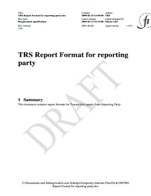 Fillable Online Title: TRS Report Format for reporting party Fax Email ...