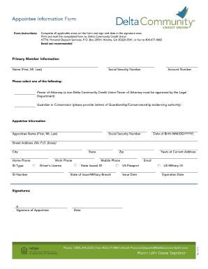 Fillable Online Appointee Information Form - Delta Community Credit ...