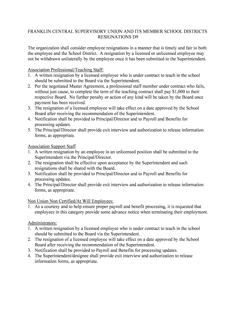 Fillable Online fcsuvt FRANKLIN CENTRAL SUPERVISORY UNION AND ITS MEMBER SCHOOL Fax Email Print ...