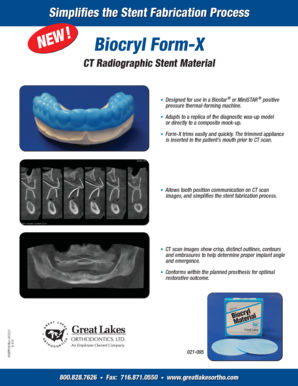 Fillable Online NEW Biocryl Form-X - Great Lakes Orthodontics Fax Email ...