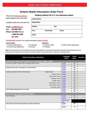 Fillable Online Ontario Health Information Order Form Fax Email Print ...