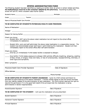 Fillable Online EPIPEN ADMINISTRATION FORM - bwoodstreamacademycomb Fax ...