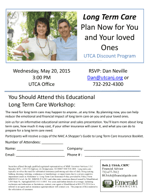 Fillable Online utcanj Long Term Care Plan Now for You and Your loved ...