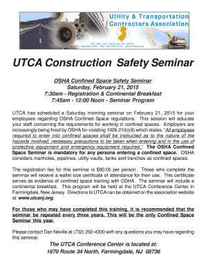 Fillable Online utcanj Confined space confined space - utcanj Fax Email ...