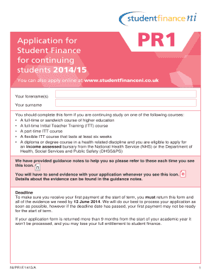 Fillable Online Application for Student Finance for continuing students ...