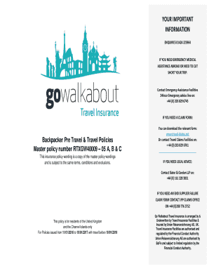 Fillable Online IF YOU NEED A CLAIM - Go Walkabout Travel Insurance Fax ...