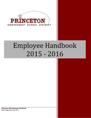 Fillable Online Princeton ISD Employee Handbook Fax Email Print - pdfFiller