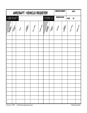 Fillable Online AIRCRAFT VEHICLE REGISTER Fax Email Print - pdfFiller