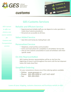 Fillable Online GES Customs Services Fax Email Print - pdfFiller
