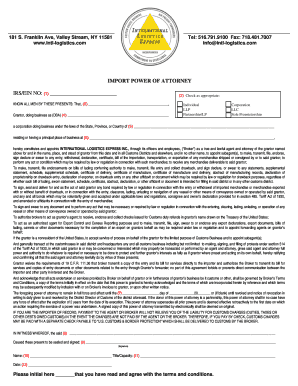 Fillable Online IMPORT POWER OF ATTORNEY - bintl-logisticscomb Fax ...
