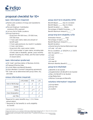 Fillable Online Proposal checklist for 10 - Indigo Insurance Fax Email ...