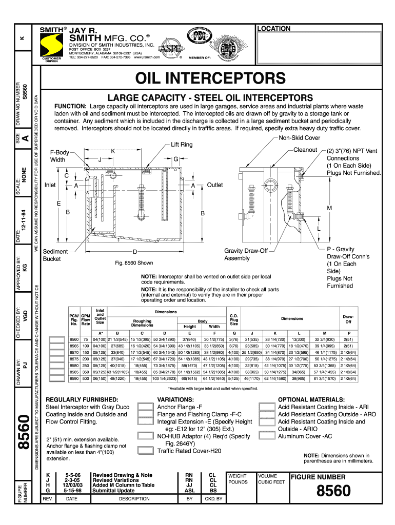 Fillable Online 8560 Oil Interceptors Large Capacity Steel Oil ...