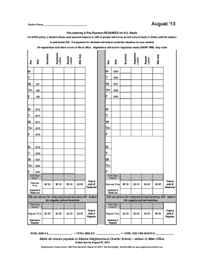 Fillable Online atlncs 13-14 Lunch order forms - Atlanta Charter Middle ...