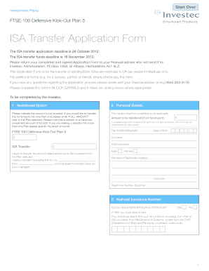 Fillable Online ISA Transfer Application Form Fax Email Print - pdfFiller