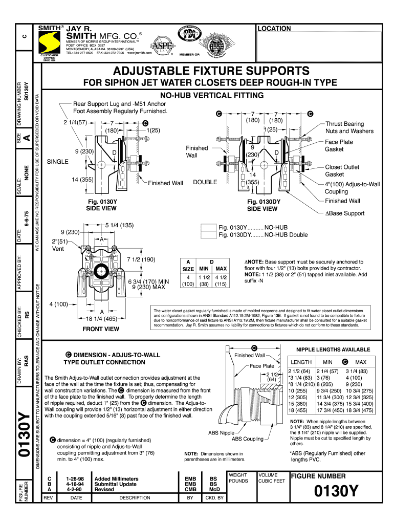 Fillable Online 0130Y Adjustable Fixture Supports for Siphon Jet Water ...