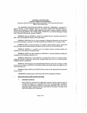 Fillable Online MEDICAL DIRECTOR AGREEMENT Fax Email Print - pdfFiller