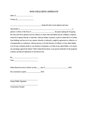Fillable Online NON-COLLUSIVE AFFIDAVIT Fax Email Print - pdfFiller