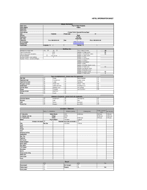Fillable Online HOTEL INFORMATION SHEET Object information Building ...