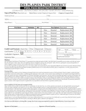 Fillable Online dpparks Buy a Pool Pass - Des Plaines Park District Fax ...