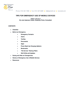 Fillable Online cumberlandcounty TIPS FOR EMERGENCY USE OF MOBILE DEVICES Fax Email Print ...