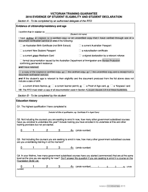 Fillable Online PDF eligibility and student declaration form - Vit Fax ...
